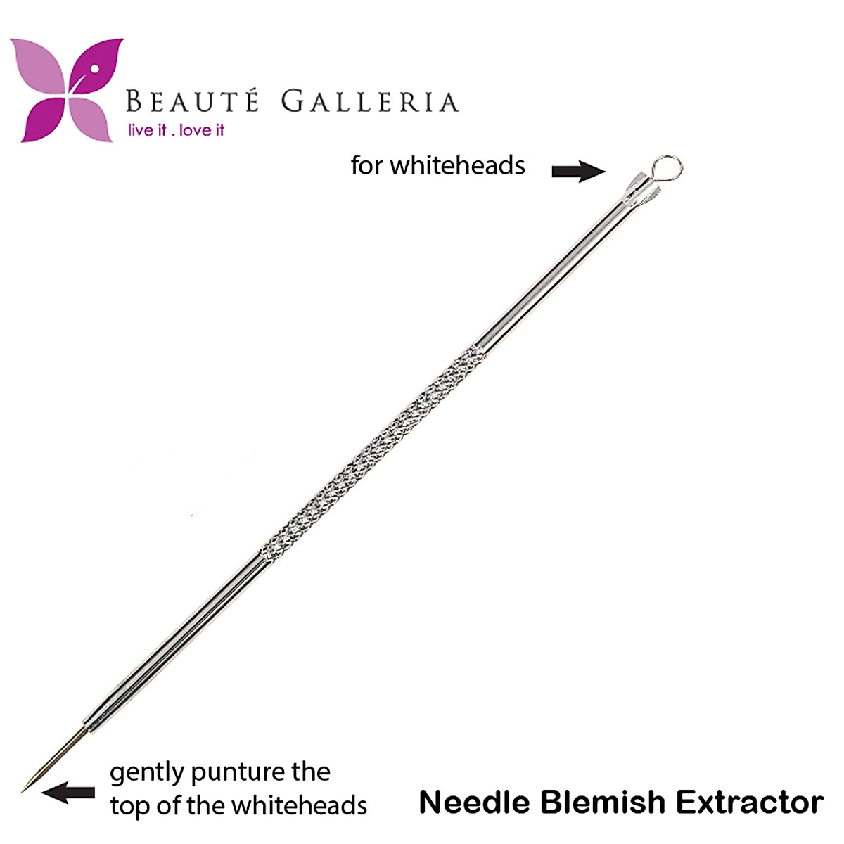 Beaute Galleria Needle Blackhead Remover Pimple Extractor Popper for Acne Comedone Blemish Whitehead Zit Removal Tool