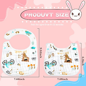 Hicarer 36 Pack Muslin Baby Bibs Bulk Adjustable Newborn Toddler Drool Snap Bibs 8 Layers Cotton Baby Boy Girl Bibs (U Shape)