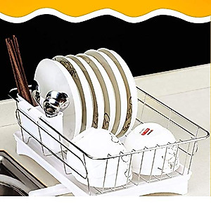 STRAW Dish Drying Rack, 304 Stainless Steel Over the Sink Dish Rack, in Sink or On Counter Dish Drainer Utensil Holder