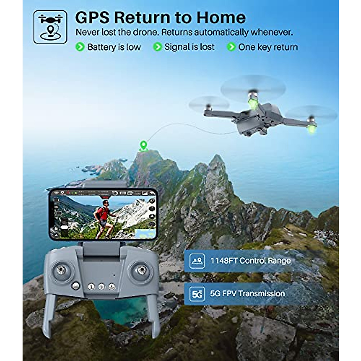 SYMA X500Pro GPS Drones with 4K UHD Camera for Adults, RC Quadcopter with 50 Minutes Flight Time, Brushless Motor, 5G FPV Transmission, Follow Me, Auto Return Home, Included Carrying Bag