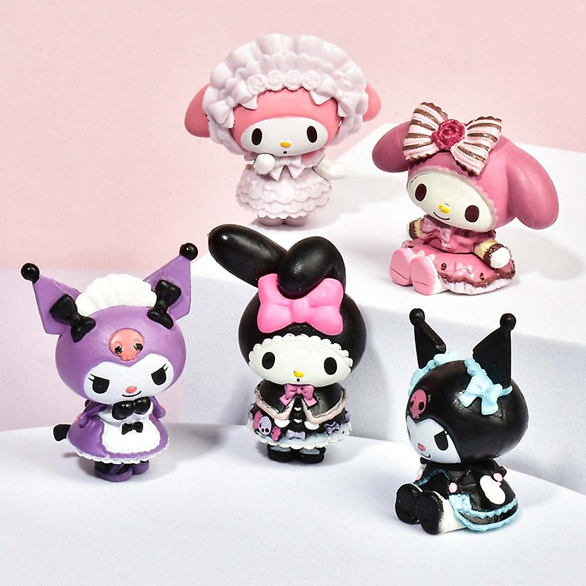 AfupGb Cute Anime Figures Set, Mini Cartoon Animal Cake Toppers, PVC Model Figurines Toys, Party Supplies (A-5pcs)
