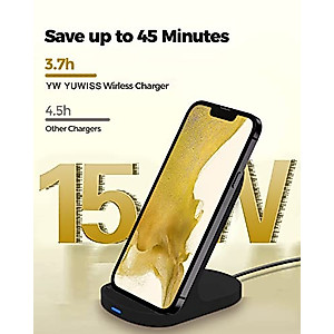 YW YUWISS 15W Fast Wireless Charger Wireless Phone Charger Stand Compatible with Apple iPhone 14 13 12/12 Pro Max/ 11Pro/11Pro Max, Samsung Galaxy S22 S21 S20