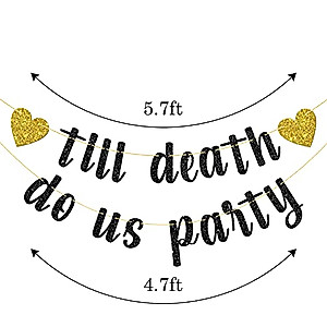 Belrew Till Death Do Us Party Banner, Engagement Party Decor, Bridal Shower Party Decoration Supplies, Glittery Black