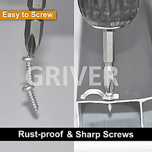 GRIVER 100 Pack Strip Light Mounting Brackets,Fixing Clips,One-Side Fixing,100 Screws Included (Ideal for 10mm Wide Waterproof Strip Lights)