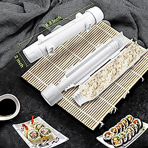 29 PCS Sushi Making Kit,DIY All In One Sushi Bazooka Maker with Bamboo Sushi Mat,Bamboo Chopsticks,Spreader, Sushi Knife,Cotton Bag,Sauce Dishes,Perfect for Beginners and Professionals