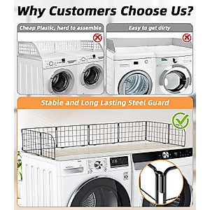 Magnetic Laundry Guard, 49.5'' Wide Metal Laundry Guards for Washer and Dryer with Silicone Gap Cover, Washer Dryer Countertop Organization, Laundry Topper For Most Front-Load and Flat-top Machine