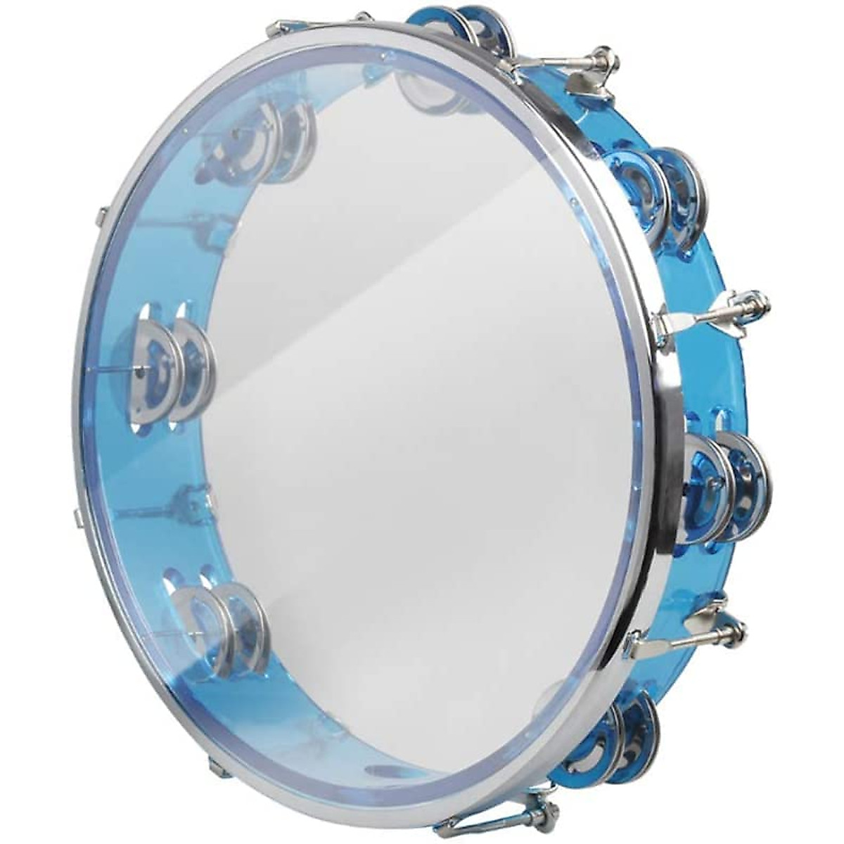 Vilihkc Tambourine Adjustable Tone Hand Drum Double Row Metal Jingles Hand Bell Performance Level Handheld Percussion