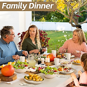 56 Pcs Wheat Straw Dinnerware Sets for 8 Reusable Plates and Bowls Set, Plastic Children Cups, Forks, Knives and Spoon Dishwasher Microwave Safe for Kitchen Camping Party Picnic Outdoor (Beige)