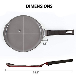 Crepe pan, Neoflam, Ceramic, Nonstick pan, 10 inch, Bakelite Handle, Tawa pan, Griddle, Pancake Maker, Skillet, Omelette, Tortilla, Roti, Naan, Dosa, Lightweight, PFOA free, Red