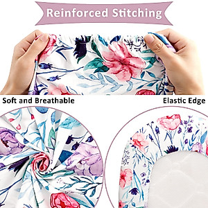 Baby Blanket and Bassinet Sheet Set for Baby Girls, Super Soft Floral Minky Fabric Dotted Backing and Universal Fit