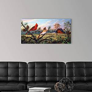 GREATBIGCANVAS Meadow Retreat Canvas Wall Art Print, Barn Home Decor Artwork, 36"x18"x1.5"