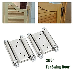 Kitchen Doors Cabinet Hinges,Cupboard Door Clip-on,Durable 4pcs 3Inch Double Action Hinges Swing Spring Hinge Stainless Steel Gate Spring Hinge Door Furniture Cabinet Drawer Hardware Tool for Doors
