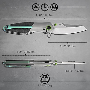 KANSEPT Mistaken Folding Knives for Men EDC Camping Pocket Folding Knife 3.58'' Satin CPM 20CV Blade with Titanium Twill Carbon Fiber Handle Everyday Carry K1053A2