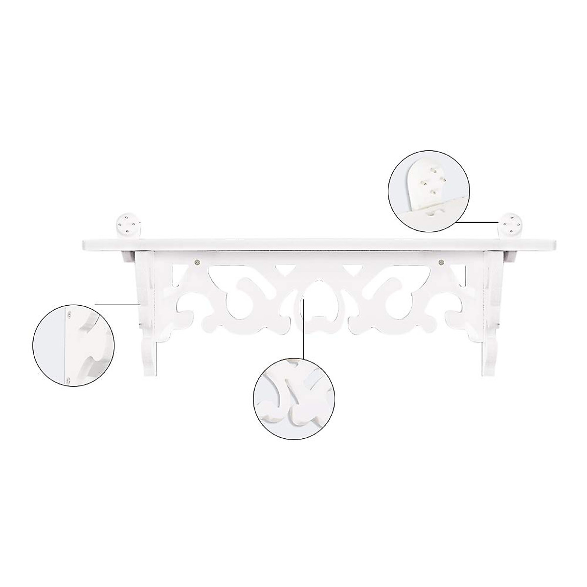 Wall Storage Rack, White Decoration Display Wall Shelf Wall Mount for Living Room