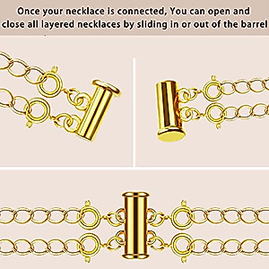 OHINGLT Necklace Layering Clasps Slide Lock Clasp Necklace Connector Multi Strands Slide Tube Clasps