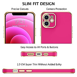 Telaso iPhone 12 Case, Hot Pink, Plastic, Slim Shockproof Protective Cover with Separate Love Heart Kickstand Holder, for Women