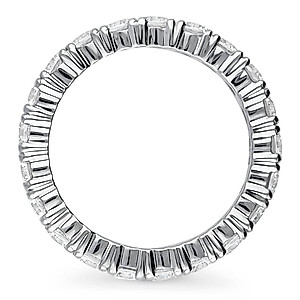 BERRICLE Sterling Silver Wedding Rings Cubic Zirconia CZ Anniversary Eternity Ring for Women, Rhodium Plated Size 4