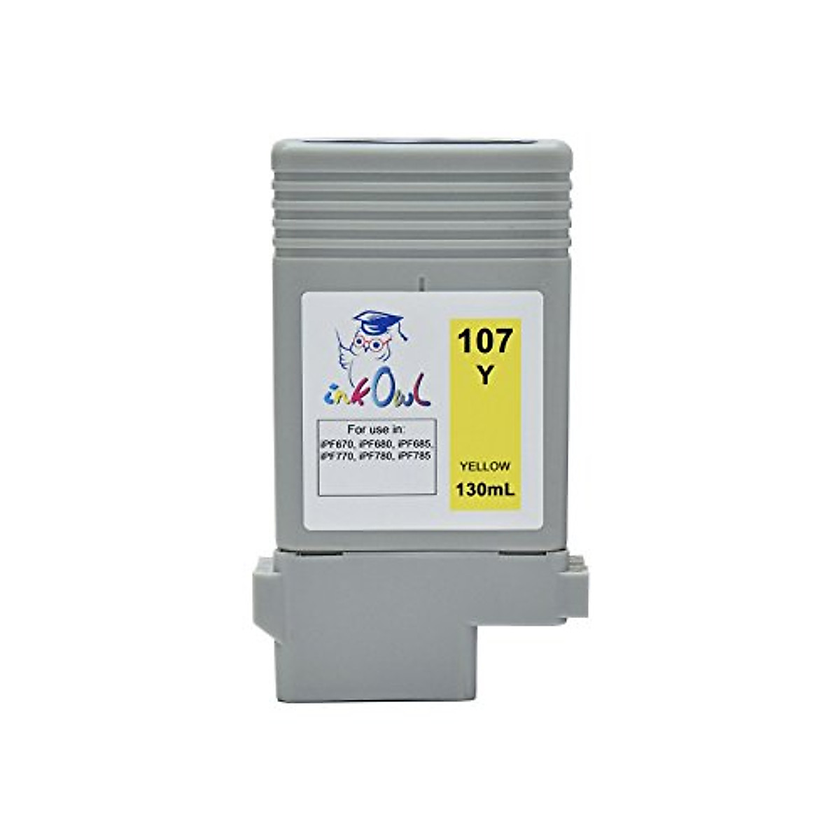InkOwl Compatible Ink Cartridge Replacement for Canon PFI-107Y (130ml, Yellow) - iPF670, iPF680, iPF685, iPF770, iPF780, iPF785 Printers