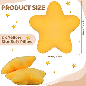 2 Pcs 15.7 Inch Star Pillow Plush Star Throw Pillow Cute Pillows Aesthetic Star Throw Stuffed Cushion Decorative Toy Gift Room Decor for Boys Girls Bedroom Sofa Chair (Yellow)
