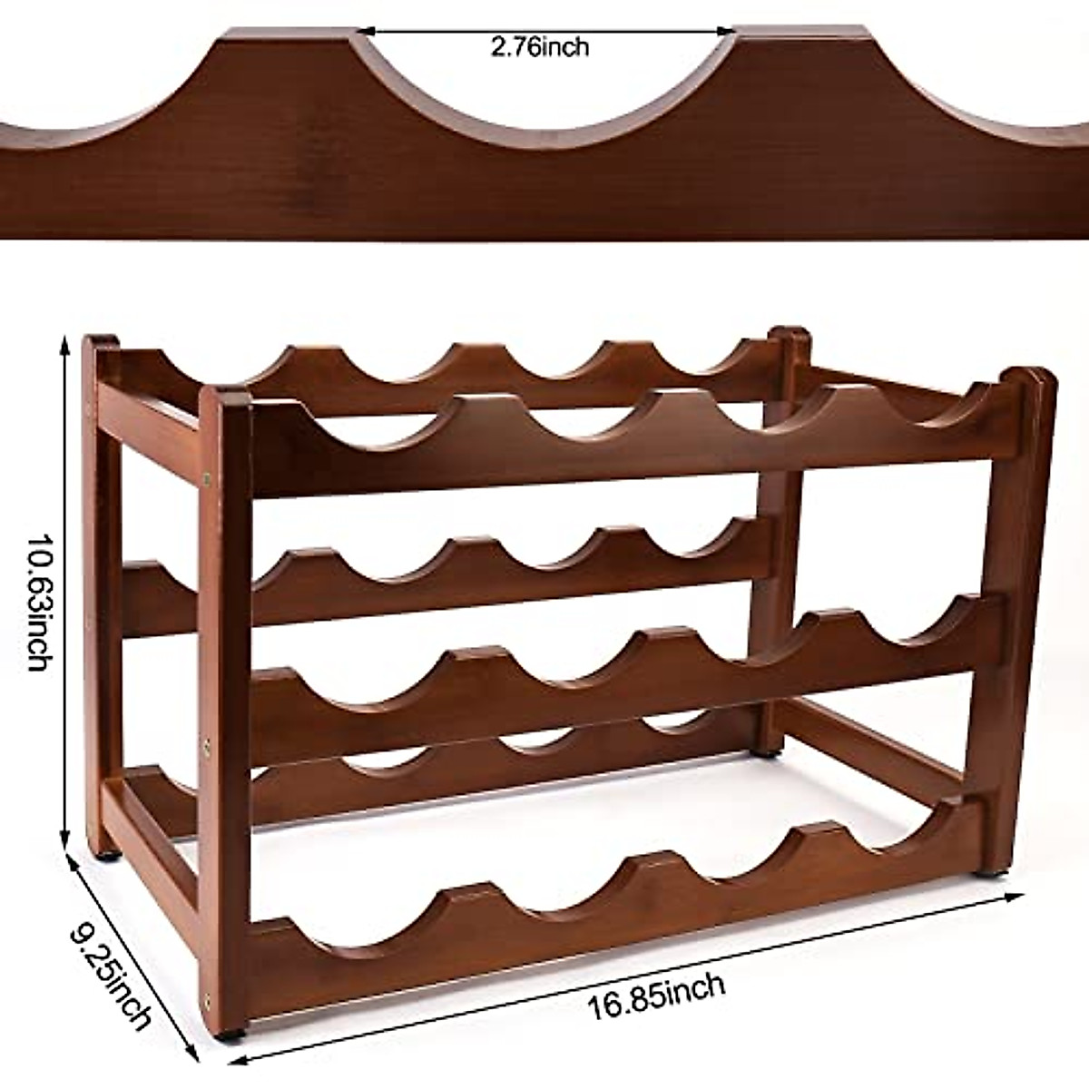 OBloved 3 Tier Stackable Wine Rack, Wine Bottle Holder, Bamboo Bottle Organizer, Countertop Wine Storage Holder, Wine Storage (12 Bottles)