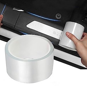 ZKFAR Pack-1 Car Door Edge Trim Protection Film, 2.75In x 32.8Ft Universal Car Door Sill Transparent Anti-Collision Protection Strip, Trunk Anti-Trampling Plate Protection Stickers (White)