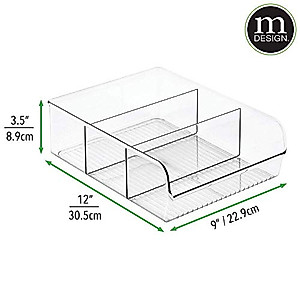 mDesign Kitchen Plastic Storage Organizer Combo Set of 2 Bins - For Kitchen, Pantry, Cabinet, Fridge/Freezer for Organizing Snacks, Produce, Vegetables, Pasta Food, 2 Piece Set - Clear