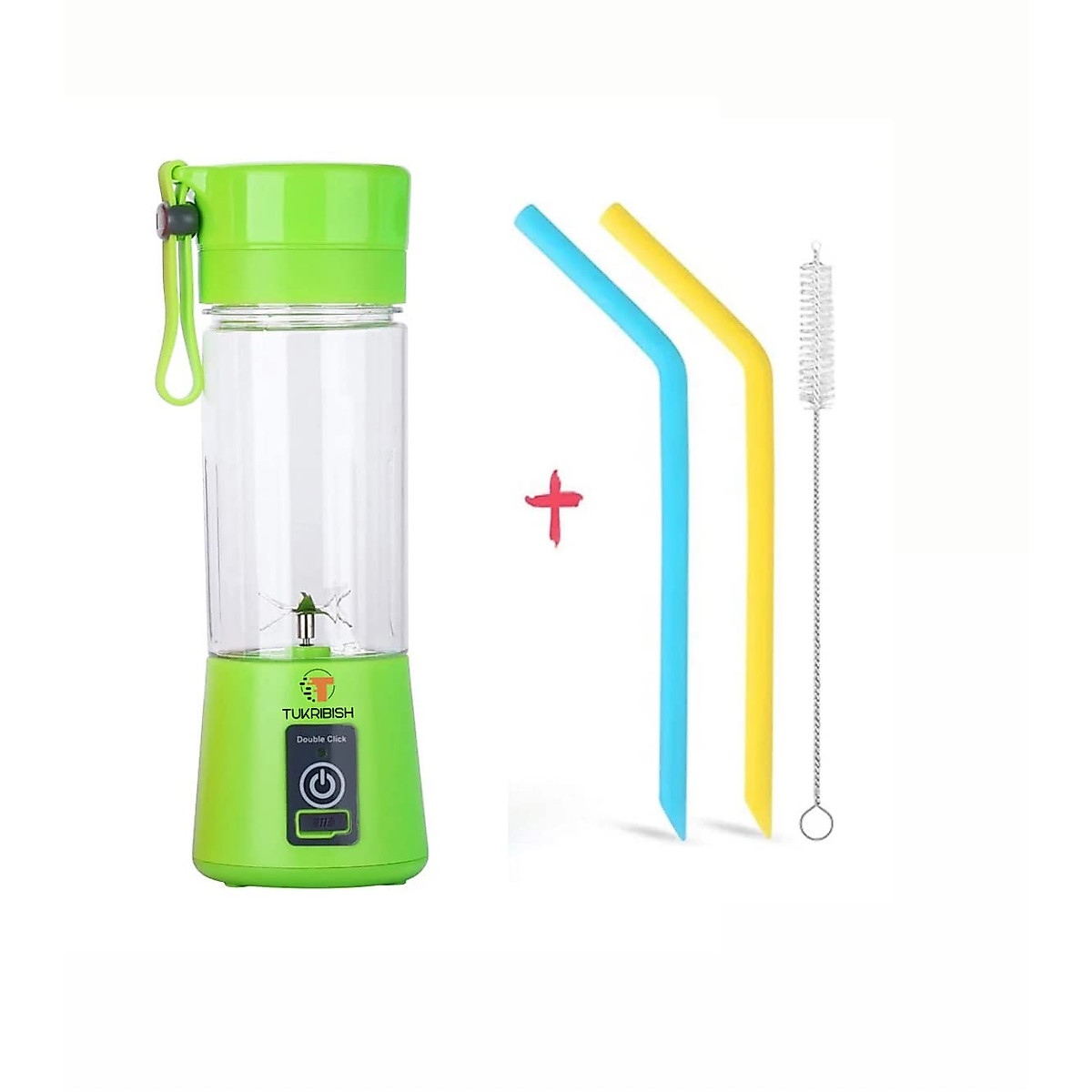 Tukribish Portable Blender for shakes and smoothies, Cordless Personal Mini Travel Fruit Juicer Cup Mixer Electric Smoothie Blender Maker, 13oz Bottles, USB Rechargeable (Green)