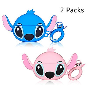 Hairland for Airpod Pro 2019/Pro 2 Gen 2022 Case, Soft Silicone Protective Cartoon Cute Air Pods Cover Skin Kids Girls Funny Headphone Accessories Charging Cases for AirPods Pro (Blue+Pink Ear Stih)