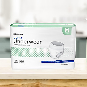 McKesson Ultra Underwear, Incontinence, Heavy Absorbency, Medium, 80 Count