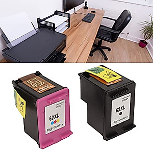 Heayzoki 2pcs Ink Cartridges, 62XL ABS Colored Black Print Cartridges Replacement for for OfficeJet 200 258 5540 5542 5640 7640 Printer