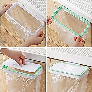 Trash Bag Holder with lid for Kitchen Cupboard, Kitchen Plastic Bag Trash Bin with Cover Garbage Bags Storage Rack RV Garbage Bag Hanger, Space Saving Garbage Hook, Kitchen Organize