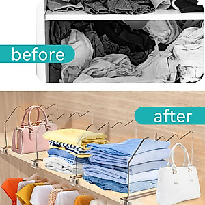 Delllala Acrylic Shelf Dividers Suitable for Closet Organization, Clear Closet Shelf Divider for Bedroom, Kitchen, Office, Cabinets, Bathroom, Wooden Shelving for Clothes Purses Separators, 6 PCS