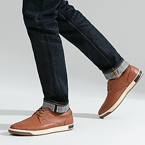 Vostey Men's Fashion Sneakers Brown Simple Leisure Style Casual Shoes(B81Q11 Yellow Brown 10.5)