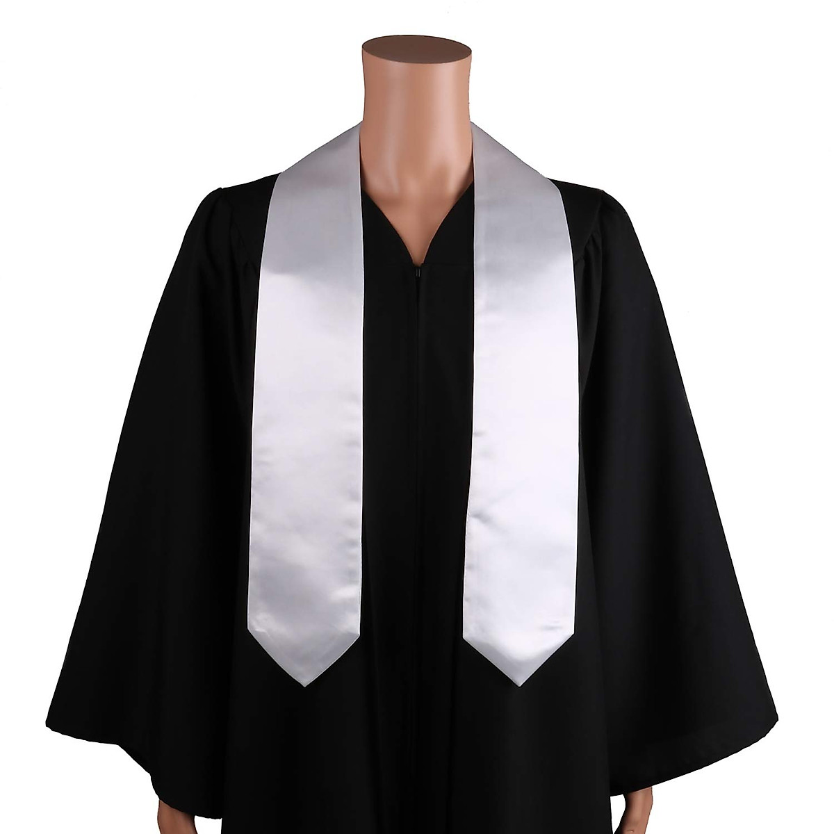 OSBO GradSeason Unisex Adult Plain Graduation Stole for Academic Commencements, 60'' long (White)