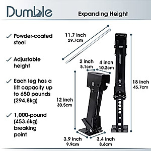 Dumble RV Stabilizer Jacks - 2pk 1300lb Cap Attachable Telescoping Travel Trailer Jack Stabilizer Stands and Jack Rod