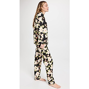 BedHead Pajamas Women's Long Sleeve Classic PJ Set, One Fine Day, Black, Floral, S