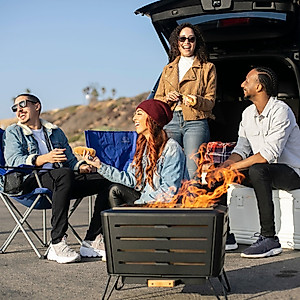 TIKI Brand Retreat Smokeless Fire Pit Rectangular Wood Burning Outdoor, Durable Stainless Steel, Great for Small Spaces, Camping, Tailgating, Pack, Modern, Removable Ash Pan, 14.5x21.5x16.7 Black