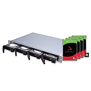 QNAP 4 Bay NAS with 12TB Storage Capacity, Preconfigured RAID 5 Seagate IronWolf Drives Bundle, with 10GbE SFP+ Port (TS-431XeU-2G-44R-US)
