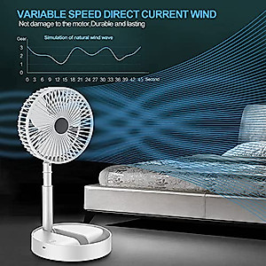 Maelifu Folding Fan Quiet 3- Speed Wind Highly Stretchable Simulated Natural Wind 180 ° Adjustment Battery Powered or USB Powered Home Desk Bedroom Portable Travel Mini Decorative Fan (White) (White)