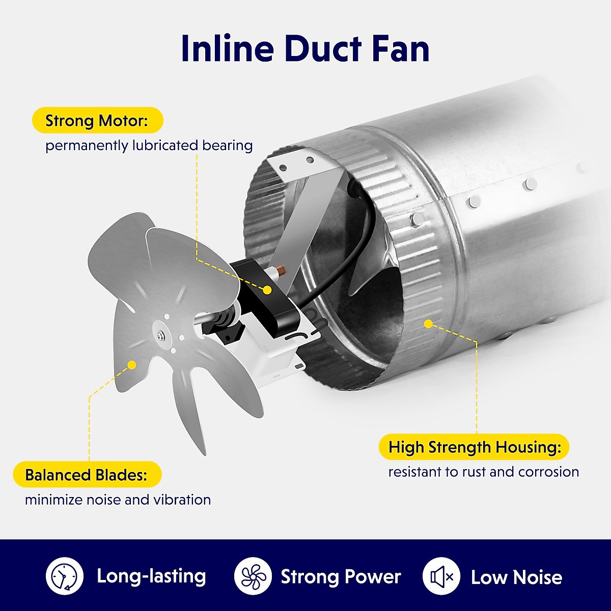 iPower GLFANXBOOSTER8CTRLV1 8 Inch 420 CFM Booster Fan Inline Duct Vent Blower with Variable Speed Controller Adjuster,Low Noise,Silver