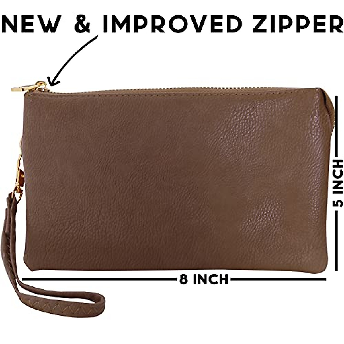 Humble Chic Vegan Leather Wristlet Wallets for Women, Phone Clutch or Small Purse Crossbody Bag, Includes Adjustable Shoulder and Wrist Straps, Taupe Brown, Tan