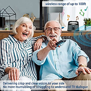Joanbro TS1D 2.4GHz Portable Wireless Speakers for TV for Seniors and Hard of Hearing, Optical/RCA/AUX Supported, Voice Highlighting and Tone Control, 100ft Long Range TV Speaker