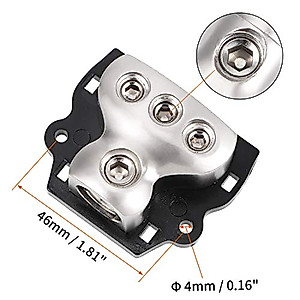 uxcell 3 Way Power Distribution Block 0 Gauge in 4 Gauge Out Power Ground Distributor for Splitter