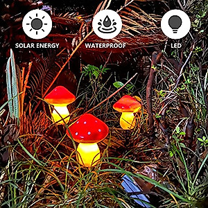 SOLUSTRE Mushroom String Light LED Solar Stake Lights Yard Lawn Garden Night Light Landscape Path Light Garden Decorations for Patio Lawn Driveway