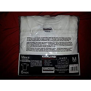 Kirkland Signature Men's 6-Pack Crew Neck T-Shirts 100% Cotton Tagless, Size L