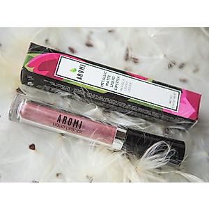 Aromi Dusty Rose Metallic Liquid Lipstick, Rosy Pink Nude Lip Color, Shimmery Finish, Waterproof, Long Lasting, Vegan, Cruelty-Free, Handmade (Pixie Dust)