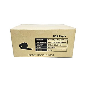 (30 Rolls - 55 GSM) 3 1/8 x 230 Thermal Paper Receipt Rolls fits all Clover POS Cash Register Printers, Star Micronics SCP700 TSP100 TSP300 TSP400 from BuyRegisterRolls