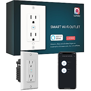 Smart WiFi in-Wall Outlet 15 Amp Tamper Resistant Split Duplex Receptacle - 2 Plugs, Compatible with Alexa, Google Home (No Hub Required)