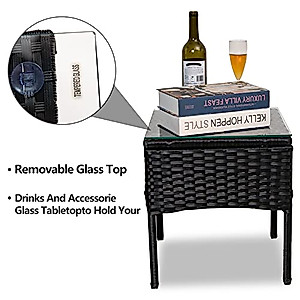 Cpintltr 3 Pieces Patio Furniture Sets Outdoor Wicker Bistro Set Rattan Chair Conversation Sets Modern Bistro Set PE Rattan Wicker Chairs with Table Garden Furniture for Backyard Lawn Balcony Grey