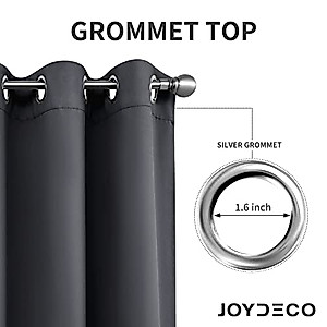 Joydeco Blackout Curtains 108 Inch Length 2 Panels Set, Thermal Insulated Long Curtains& Drapes 2 Burg, Room Darkening Grommet Curtains for Living Room Bedroom Window (W52 x L108 Inch, Dark Grey)
